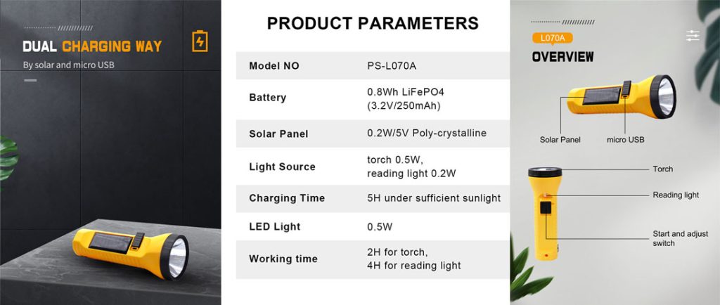 High quality Solar Torch With Reading Light- Power Station